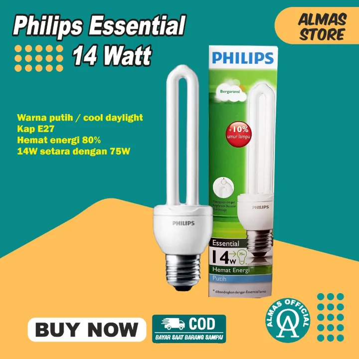 Lampu Philips Essential 14W 14 W 14 Watt 14Watt Putih Lampu Jari ...