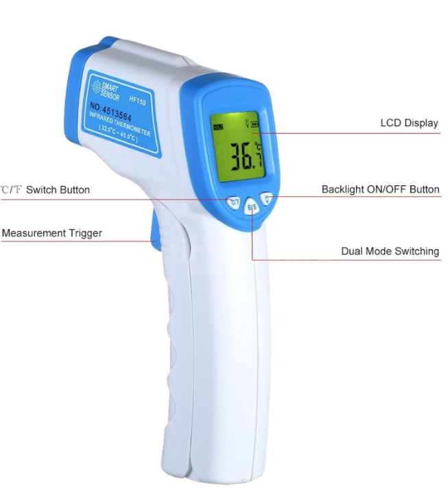 SMART SENSOR HF150 Non-contact IR Infrared Thermometer Digital LCD ...
