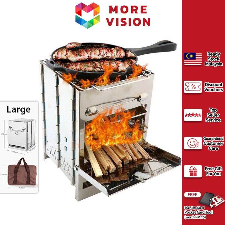 Outdoor BBQ Grill Barbecue Stainless Steel Rack Portable Foldable Mini ...