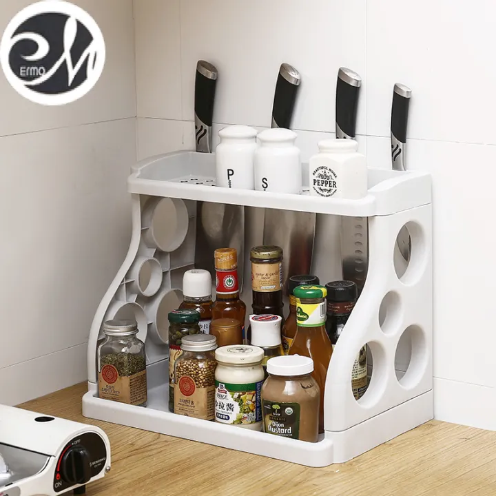 ERMO ชั้นวางในห้องครัวขวดเครื่องเทศที่วางของ2ชั้นที่วางของมีดและ ...