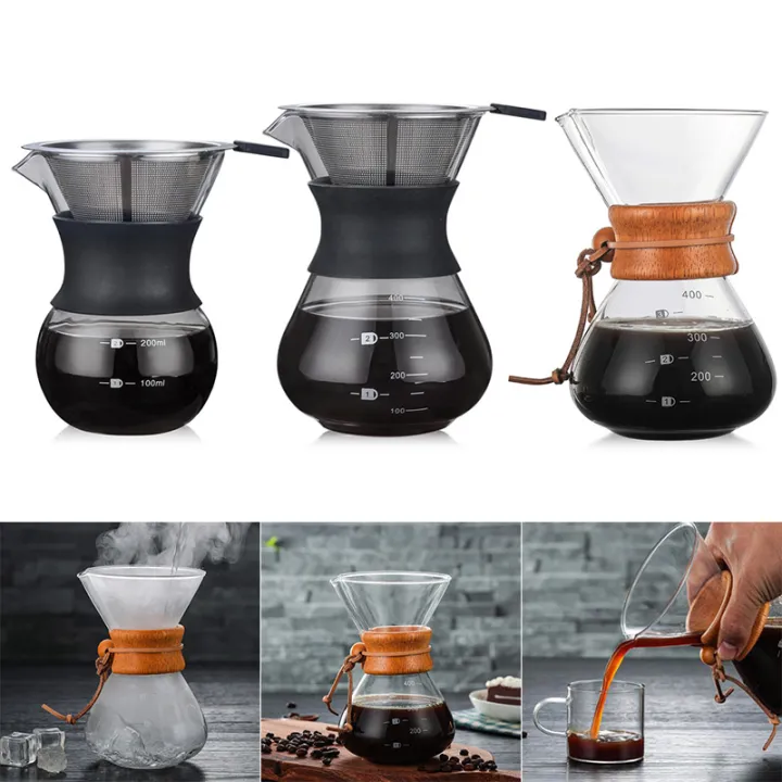 Pour Over Coffee Maker with Borosilicate Glass Manual Coffee Dripper ...