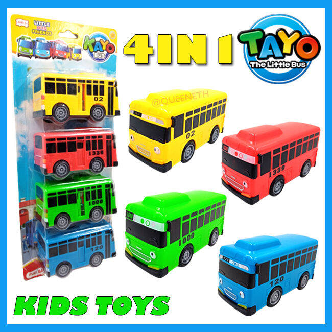 4 In 1 Small Tayo Bus Pull Back Bus Car The Little Bus Toy Set For Kids ...