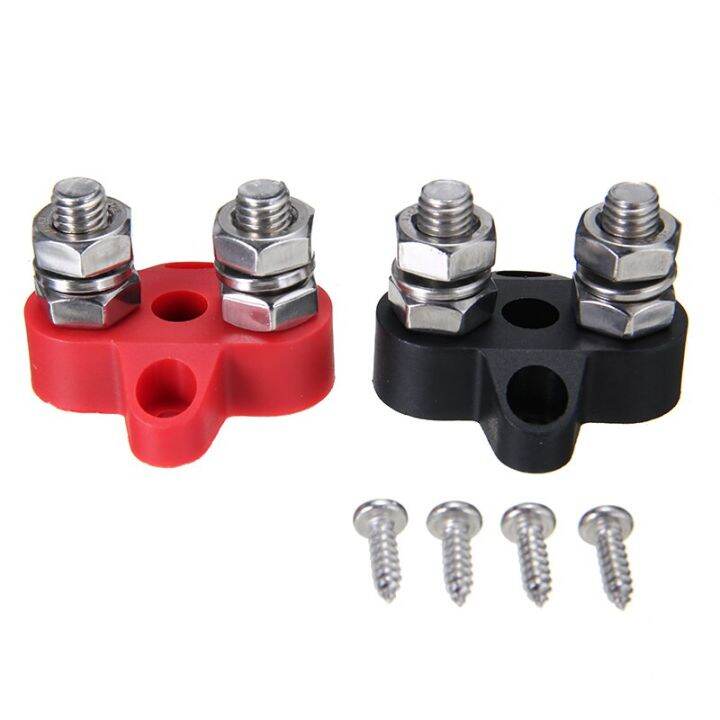 Mayitr 2 Pieces Car 5/16 Inch 12V-24V M8 Bus Bar Heavy Terminal Blocks Negative Positive ...