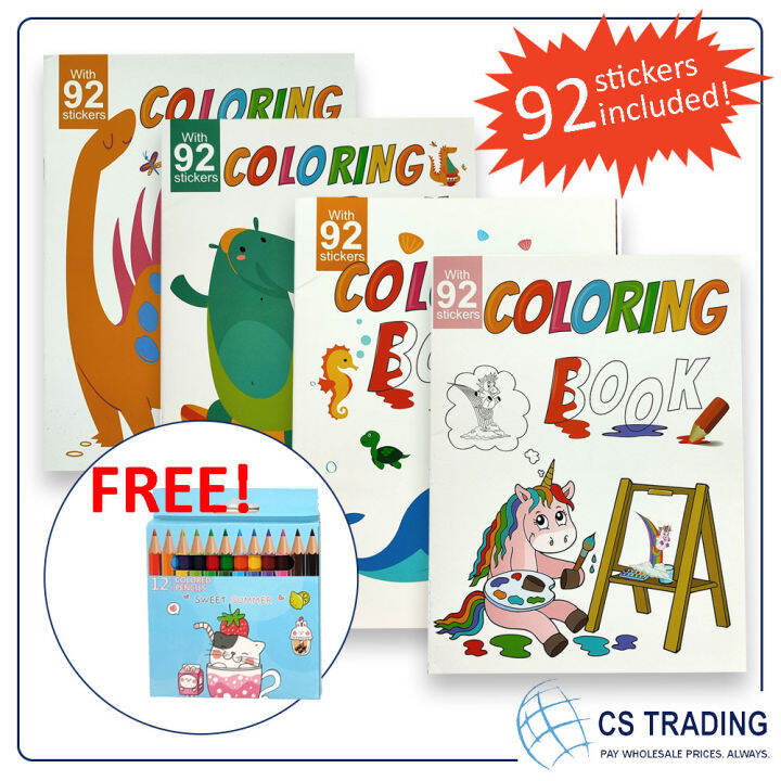 [FREE Color Pencil] Colouring Book + 92 Sticker Kids Coloring Book Buku ...