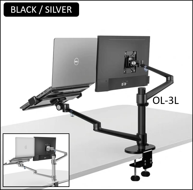 Monitor and Laptop Mount, 2-in-1 Adjustable Dual Monitor Arm Desk ...