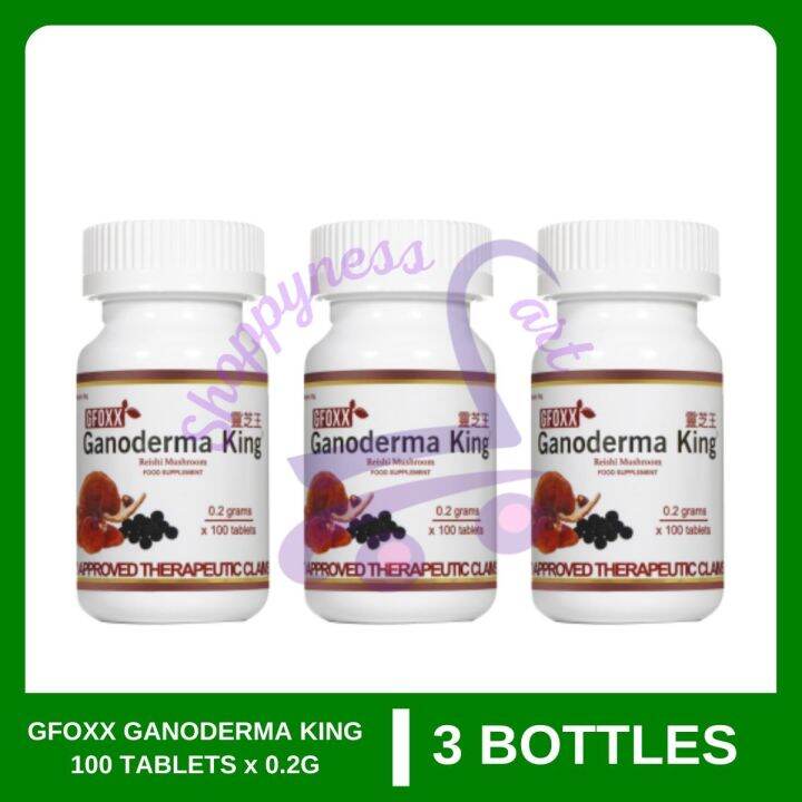 GFOXX GANODERMA KING WITH REISHI MUSHROOM 200mg 100 Tablets/Bottle ( 3 ...