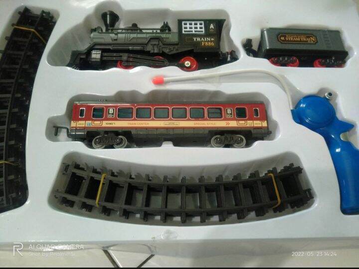mainan remote control steam train kereta asap uap gerbong 16pc rel ...