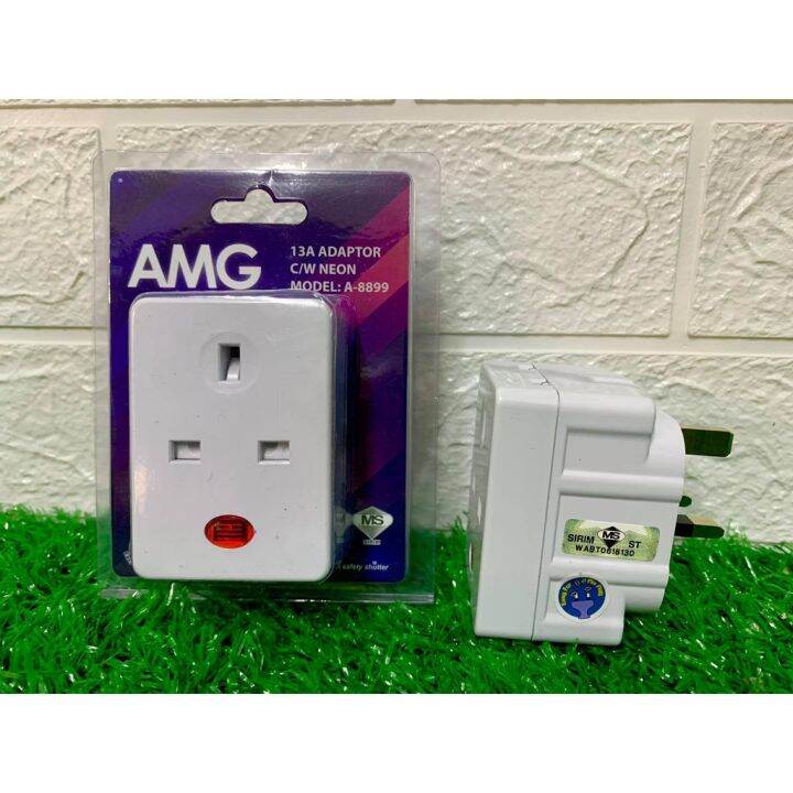 THREE WAY ADAPTOR AMG 13AMP 250V (SIRIM) (NEON) [3 WAY ADAPTOR] [3 WAY ...