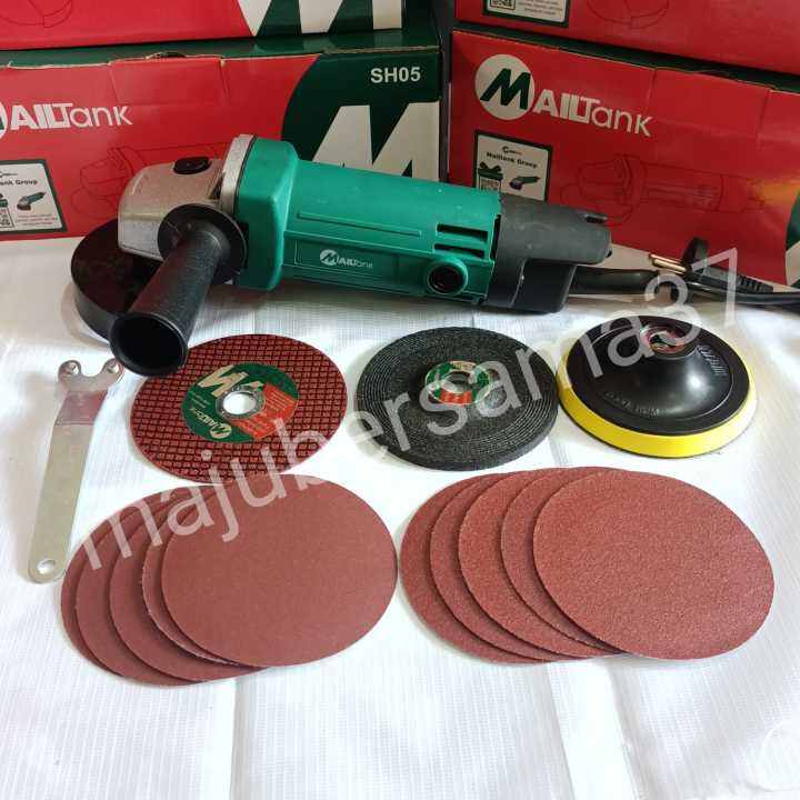 MESIN GERINDA LISTRIK LENGKAP 3 MATA DAN BONUS 10 PCS AMPLAS VELCRO ...