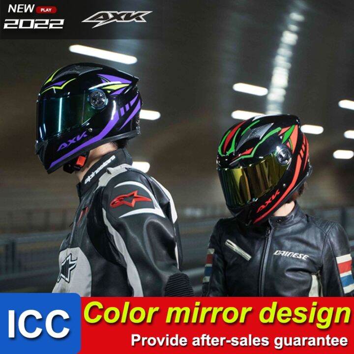 Helmet Motorcycle Full Face Color Lens Design with iCC Sticker Helmet ...
