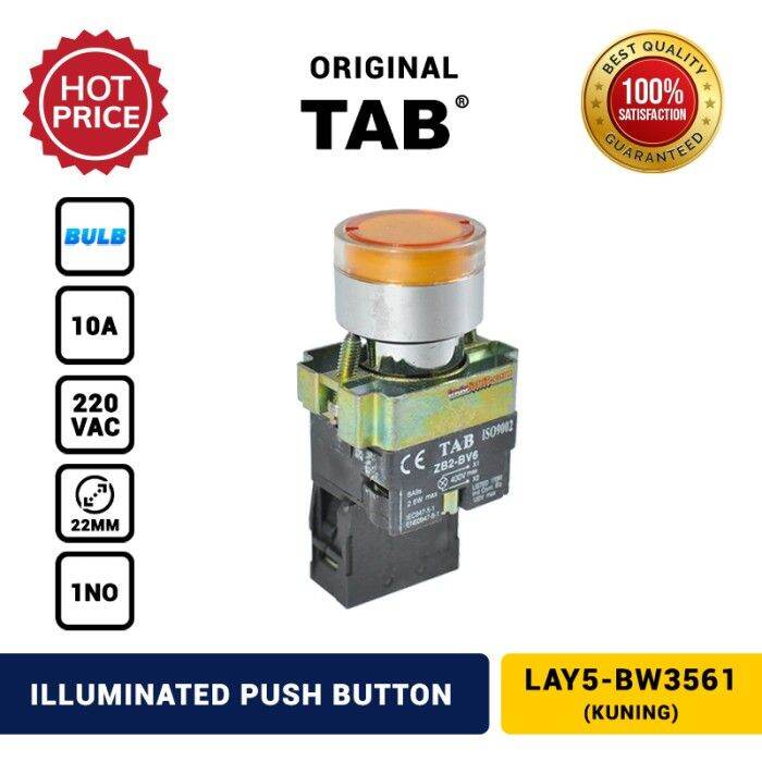 Illuminated Push Button TAB LAY5-BW3561 Kuning | Lazada Indonesia