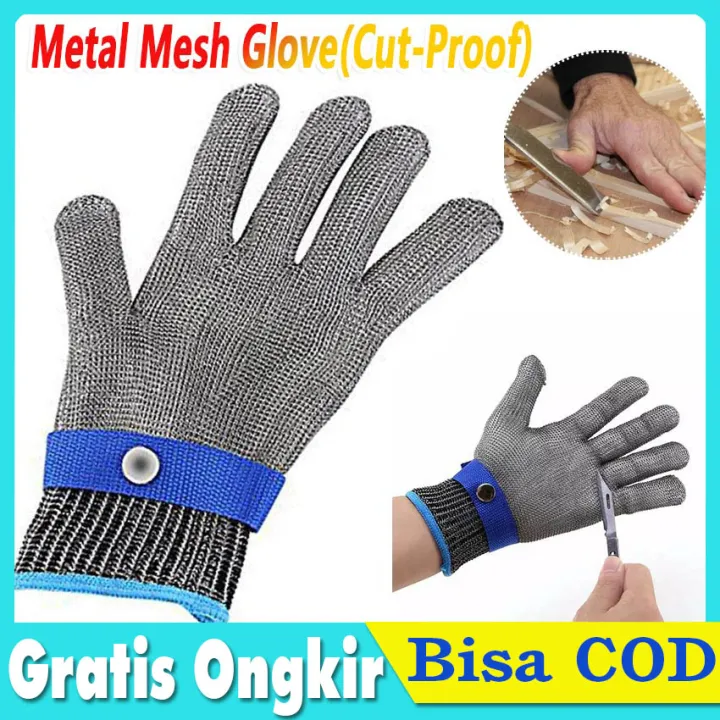 1PC Sarung Tangan Besi Baja Level 9 Kawat Anti Pisau Senjata Tajam Utk ...