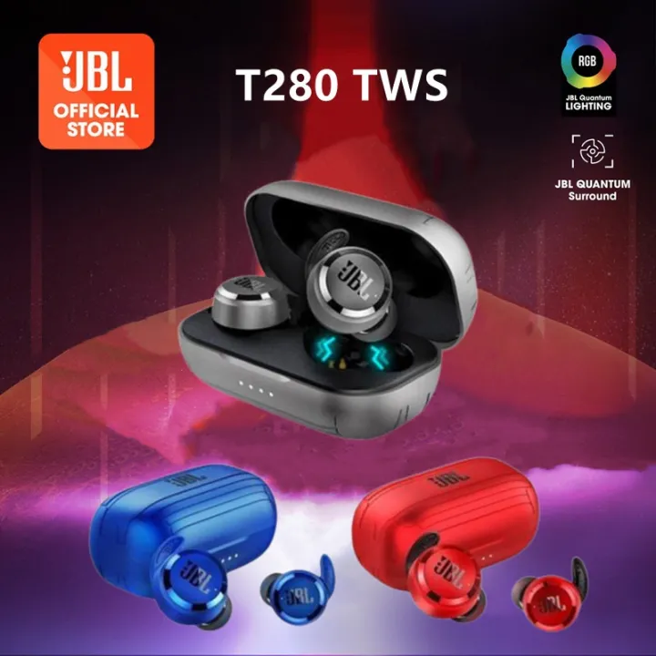 JBL T280 TWS Wireless Bluetooth Earphones Sports Waterproof Earbuds with Mic Charging Case ...