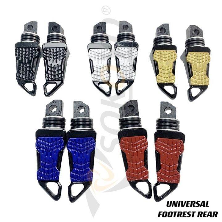 NEWSTAR Pair Universal Rear Footrest Alloy Foot Rest for All Motorcycle ...