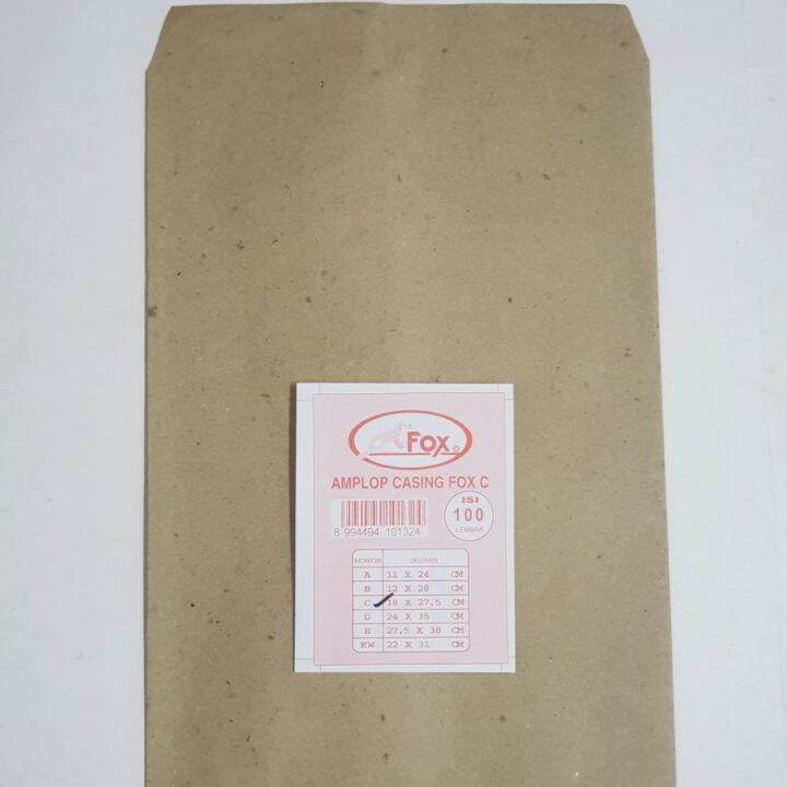Amplop Coklat Casing FOX Ukuran C 1/2 Folio 18 x 27,5 cm Isi 100 Lembar ...