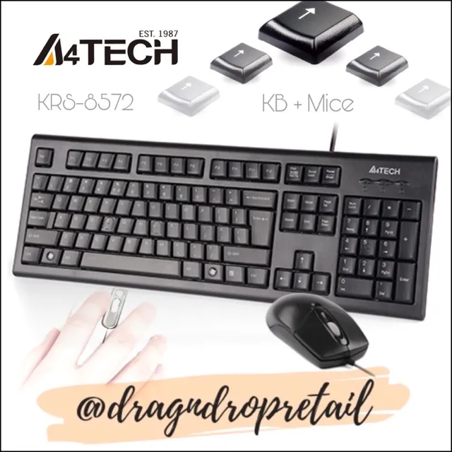 A4TECH KRS-8572 Wired Keyboard Mouse Combo NaturalA Desktop KB + Mice ...