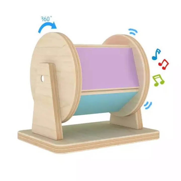 Montessori Wooden Sensory Spinning Drum with Rattle Sound | Lazada PH