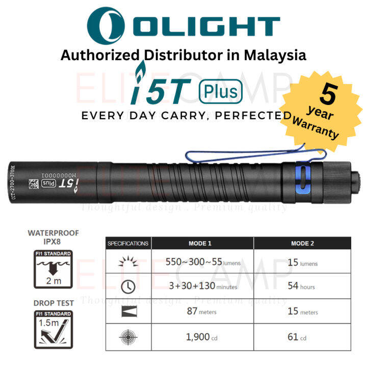 Olight i5T Plus EOS Rechargeable Tail-switch EDC Flashlight Camping Hiking Torchlight Small ...