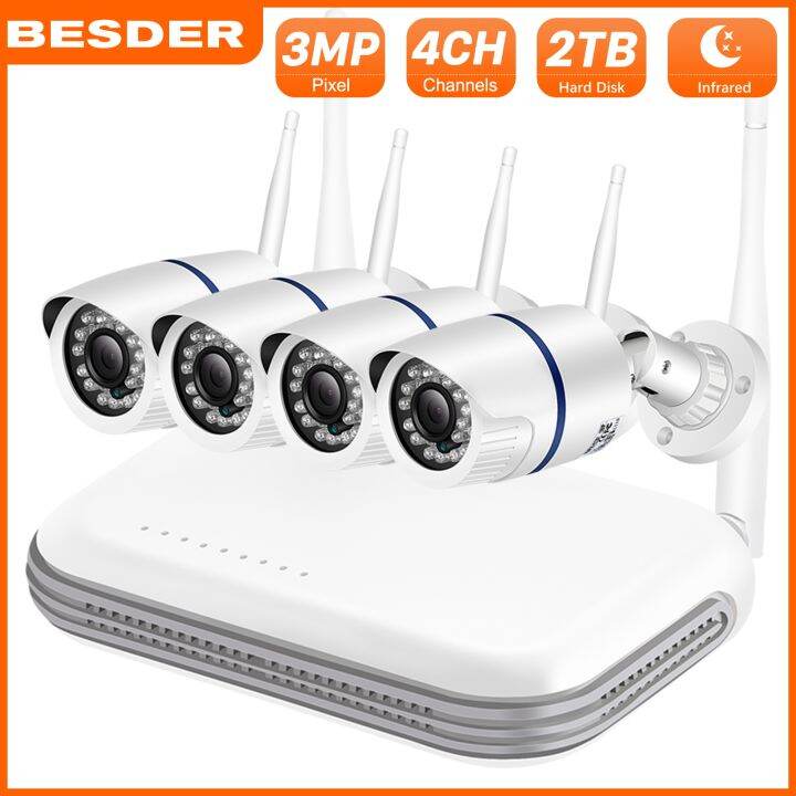 BESDER 3MP HD Audio WiFi IP Camera 8CH Mini NVR CCTV Security Kit ...