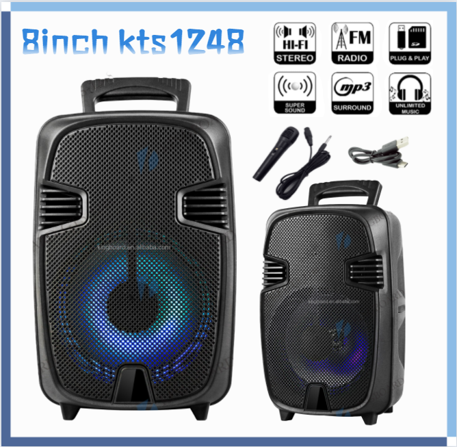 GTS-1248 rechargeable portable wireless Bluetooth speaker 8inches Extra bass handled speaker ...