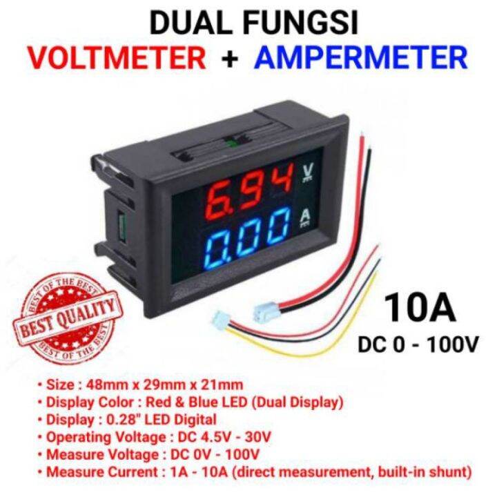 Alat Ukur Volt Ampere Meter Digital DC 0-100V10A/Volt Meter Digital/Ampere Meter Digital ...