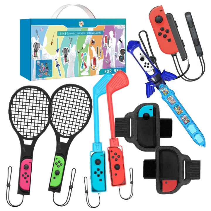 Nintendo Switch Sports Game Accessories Bundle, 9 in 1 Family Sport Kit ...