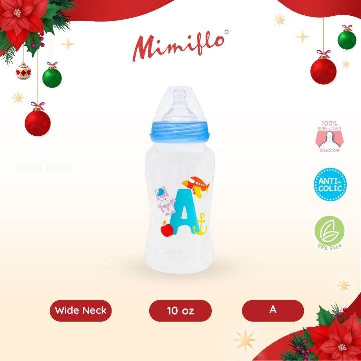 Mimiflo® Wide Neck Feeding Bottle - Vowel Series (10oz) | Lazada PH