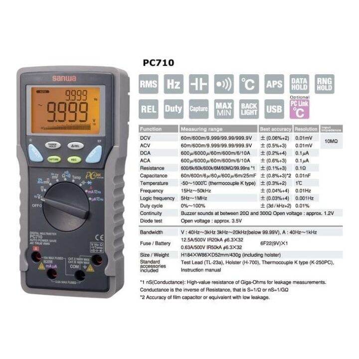 Sanwa PC710 Digital Multimeters／High accuracy/High resolution (PC Link ...