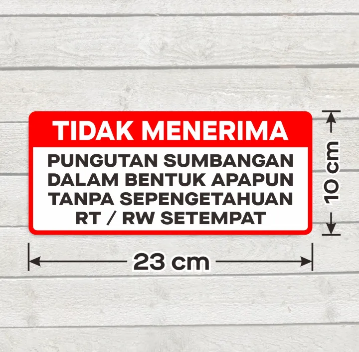 Sticker Label Sign Marka Tidak Menerima Sumbangan tanpa ijin RT / RW ...