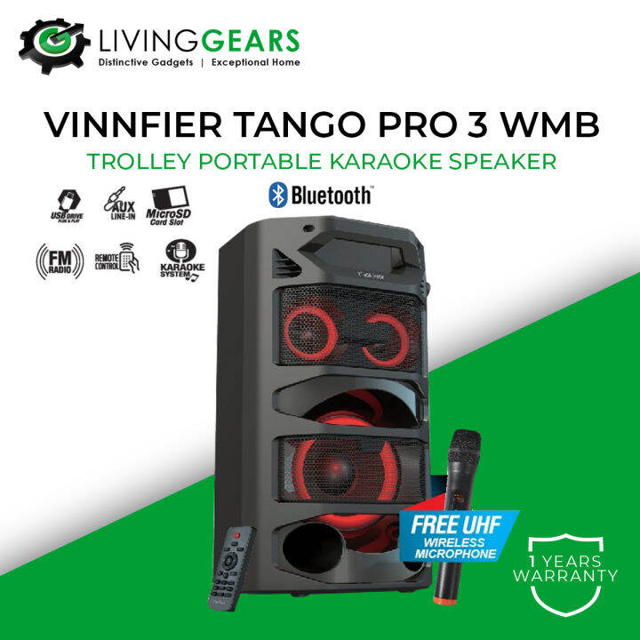 Vinnfier FlipGear Tango Pro 3WMB (2023) Portable Speaker with Karaoke System Bluetooth FM Radio ...