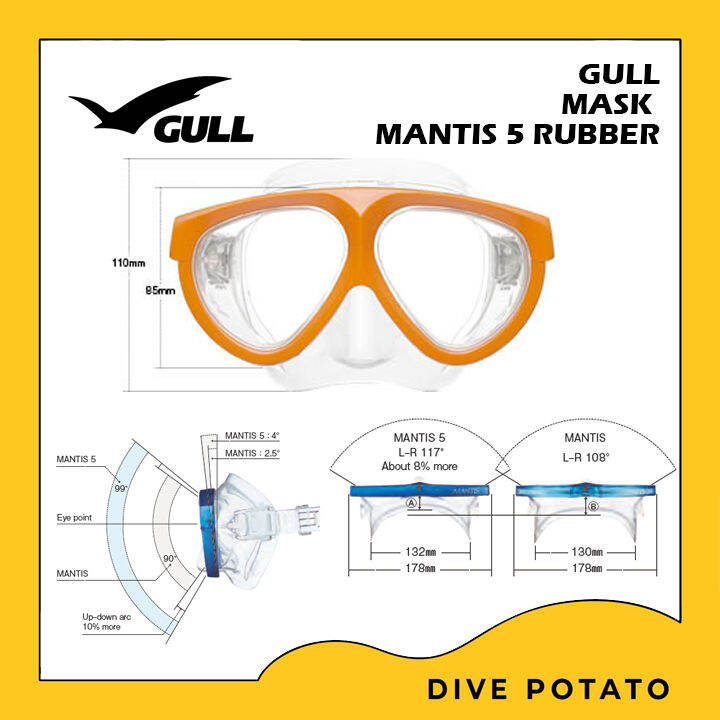 Gull Diving Mask Mantis 5 Rubber หน้ากากดำน้ำเลนส์คู่ | Lazada.co.th
