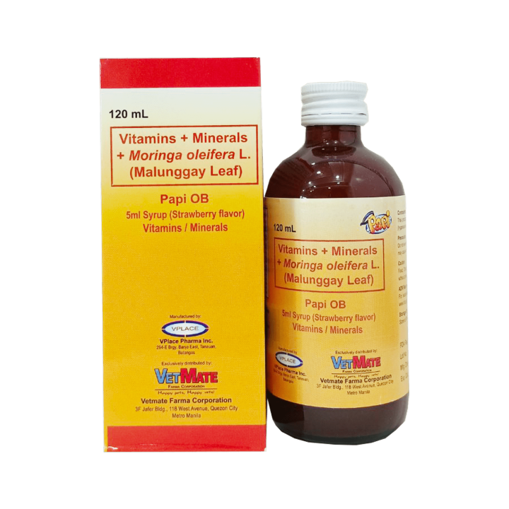 Papi OB Syrup 120ml - Strawberry Flavor (Vitamins & Minerals) | Lazada PH