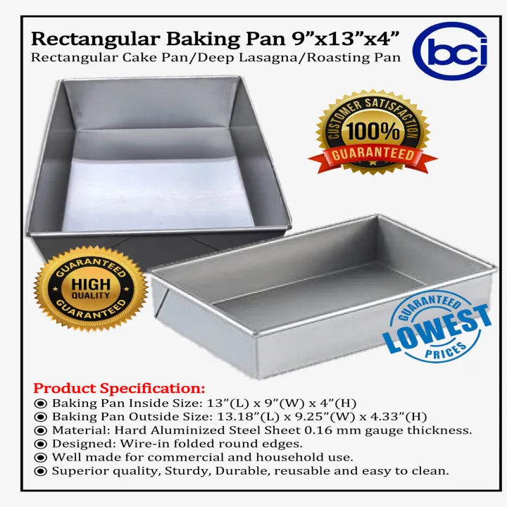 Rectangular Baking Pan 9"x13"x4" Inch (Heavy Duty) /Deep Lasagana Pan ...