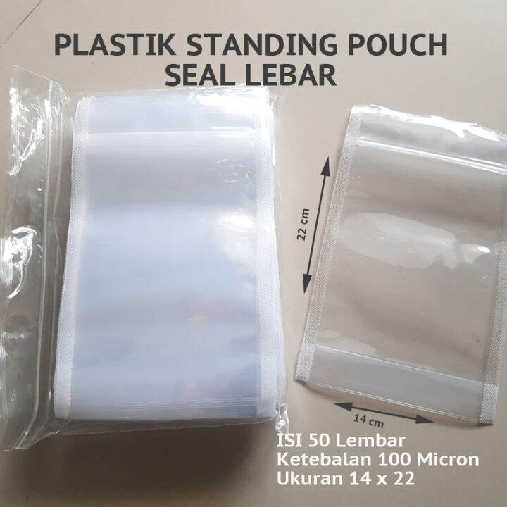 Plastik standing pouch seal lebar isi 50 pcs ukuran 14 x 22 tebal dan ...