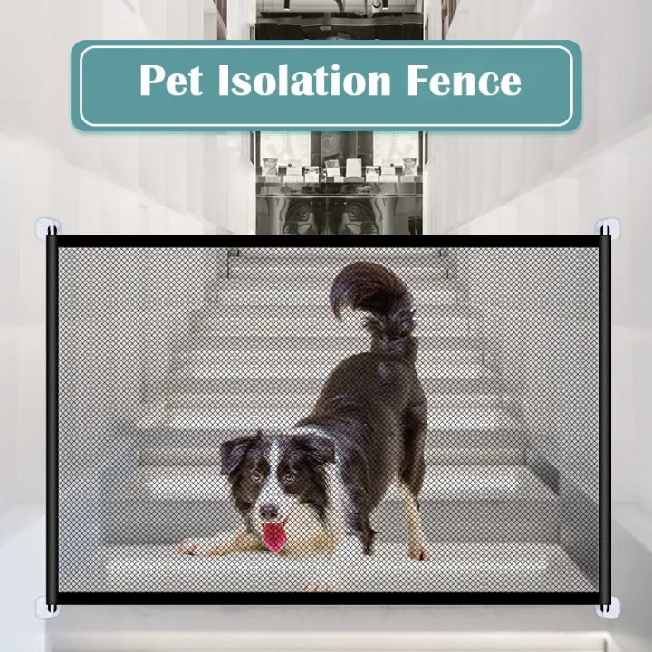 Dog Safety Gates Portable Folding Pet Barrier Fences Breathable Mesh ...