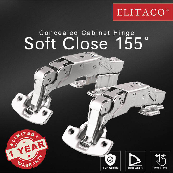 【ELITACO】155 Degree Soft Close Concealed Cabinet Hinge mirror door 5/8 Wide Angle Full Overlay ...