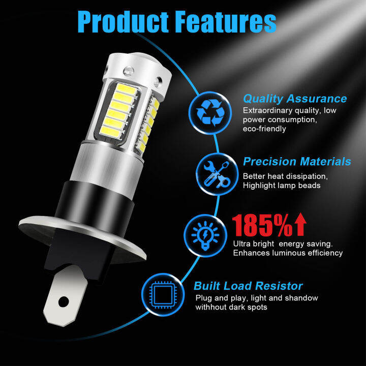 4x 200W Beam Super White 6500K Light DRL Low High LED Headlight H1 ...