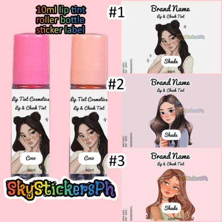 Customized 10ml roller bottle lip tint label sticker 15pcs per sheet ...