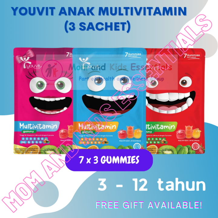 YOUVIT MULTIVITAMIN ANAK 1/2 BOX 21 GUMMY 3 SACHET JELLY VIT KUNYAH | Lazada Indonesia