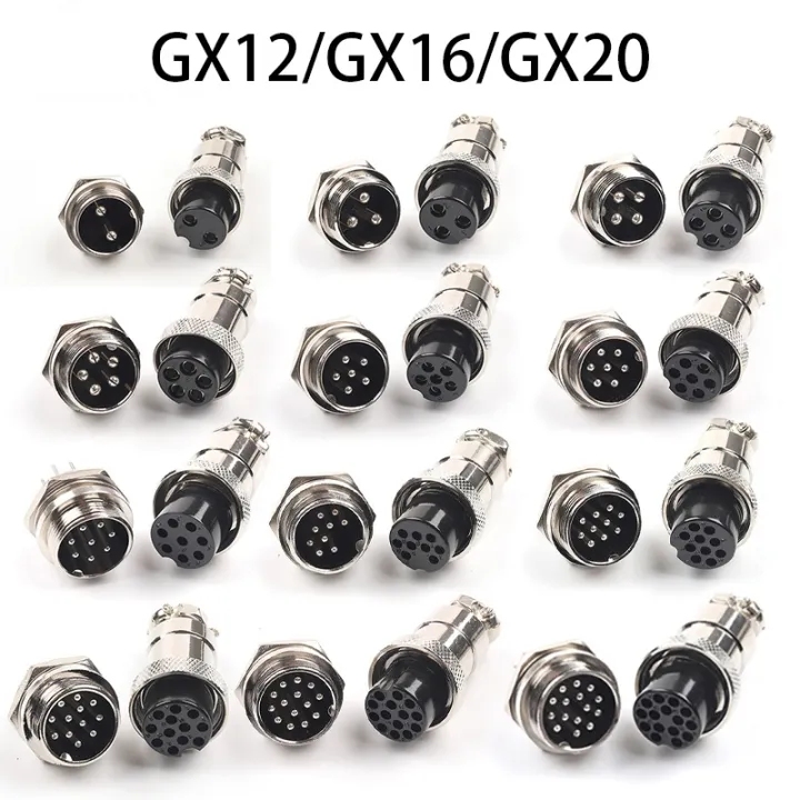 5/10 Set GX12/GX16/GX20 Circular Aviation Connector 2/3/4/5/6/7/8/9/10/12/14/15Pin Male amp ...