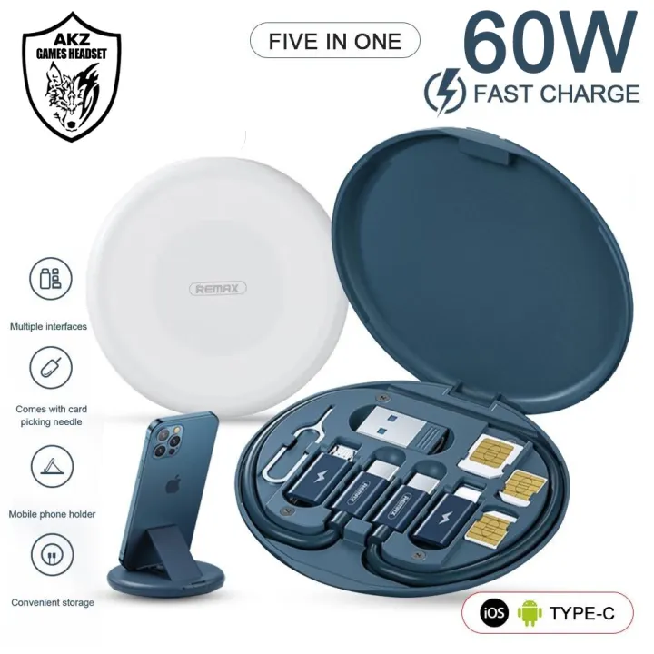 AKZ 60W Multi-function Fast Charging Data Cable Storage Kit Box, Type-c ...