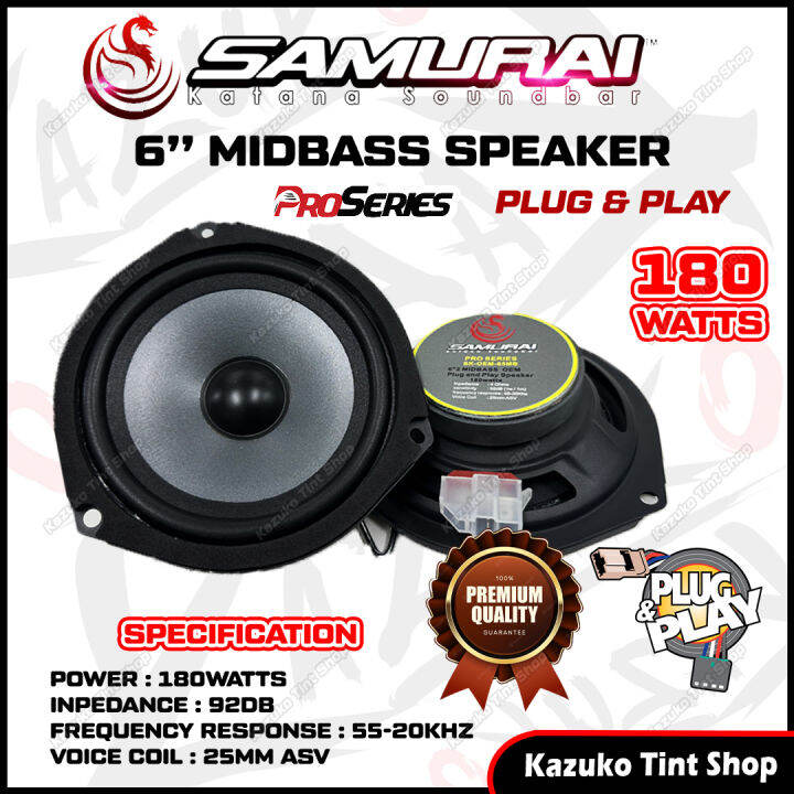 🔊 SAMURAI KATANA SOUNDBAR PRO SERIES 6 Inch Midbass Plug & Play Front Rear OEM Speaker Car Audio ...