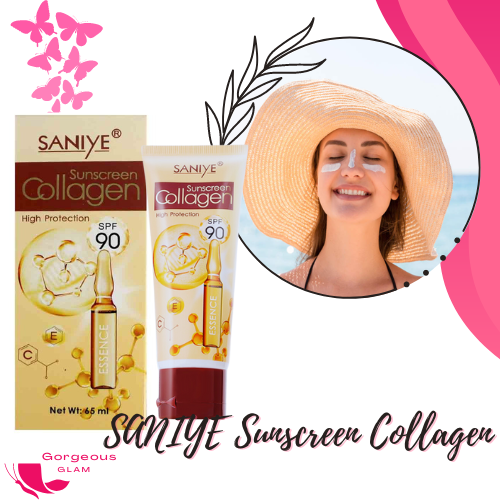 SANIYE Sunscreen Collagen SPF90+ PA+++ Sunblock Face Cream Whitening And High Sun Protection ...