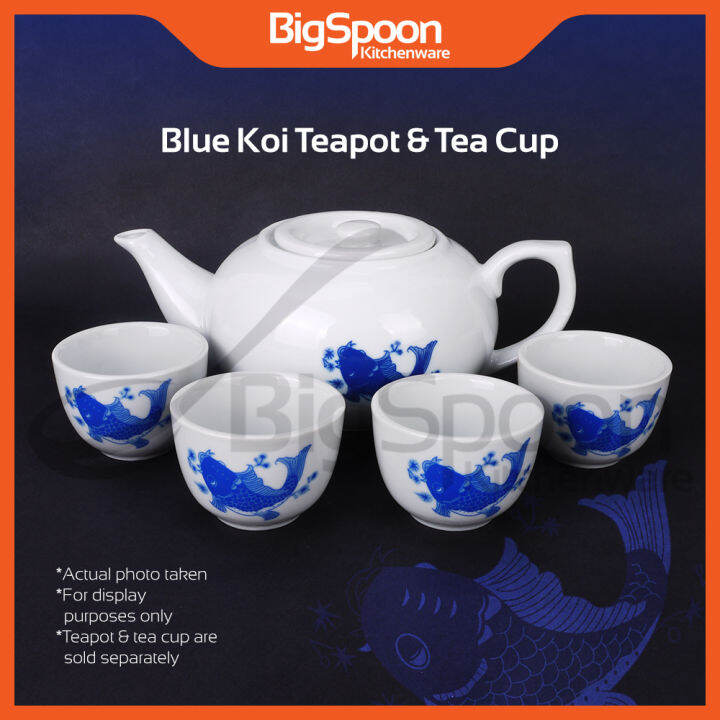 BIGSPOON Blue Koi Fish Design Traditional Chinese Tea Pot Tea Cup ...