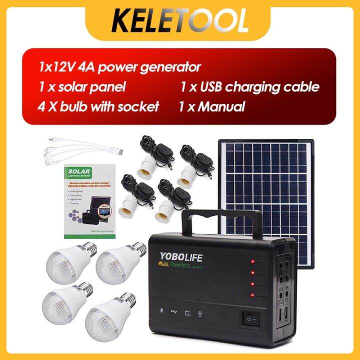 Portable Solar Generator System with 4pc Light Solar Panel Energy ...