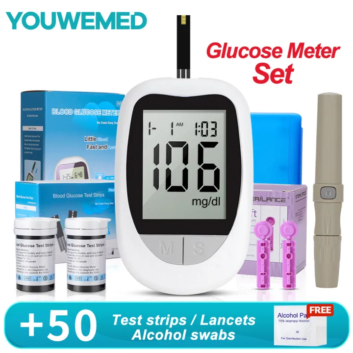 YOUWEMED Glucometer Complete Set Original With 50 Pcs Test Strips and ...