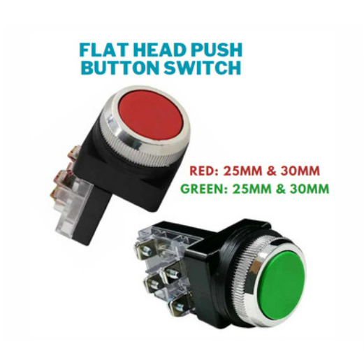 RED & GREEN ( 25mm - 30mm ) Flat Head Push Button Red / green Switch On ...