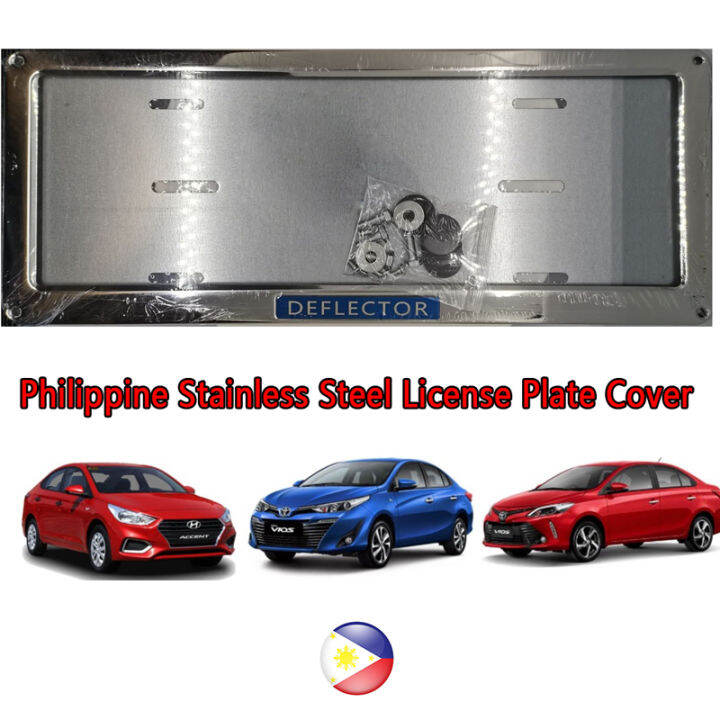 Car Plate Number Cover DEFLECTOR Pure Stainless Steel Frame Protector ...