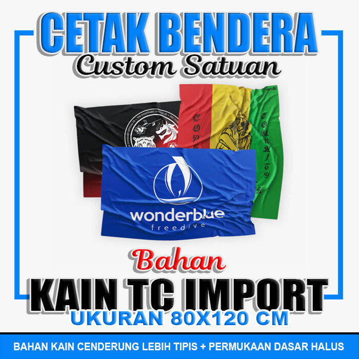 Cetak Bendera Mini Flag Custom Full Print - Kain TC Import 80x120 cm ...