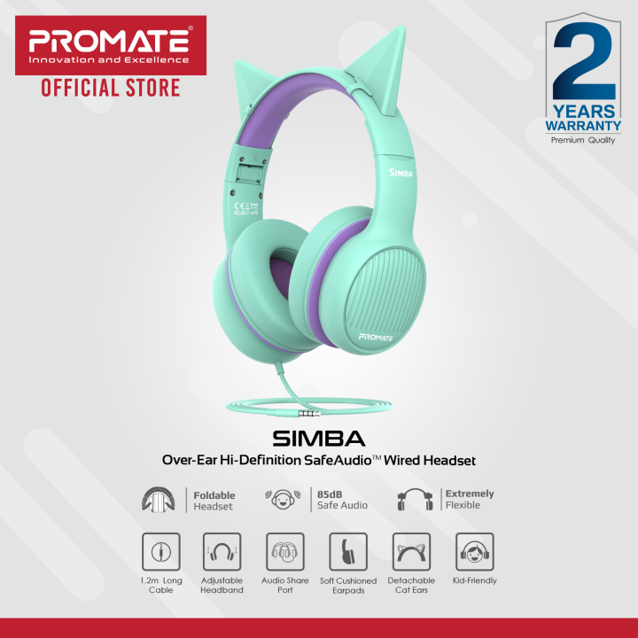 Promate Simba Over-Ear Hi-Definition SafeAudio™ Wired Headset | Lazada PH
